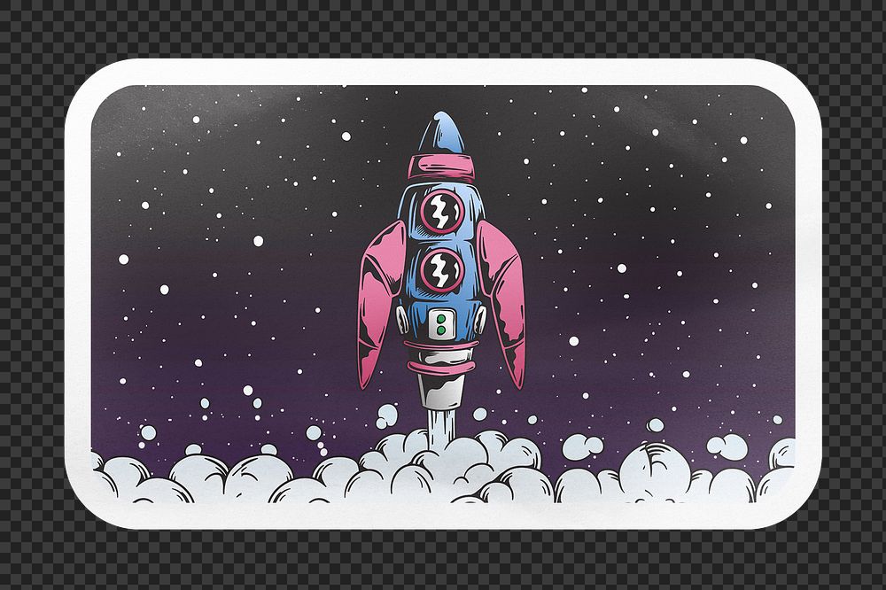Space rocket png rectangle badge | Free PNG - rawpixel