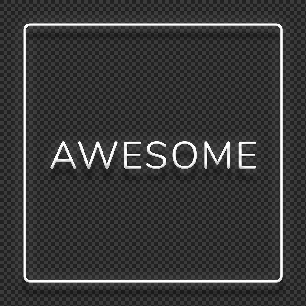 White neon word AWESOME typography | Free PNG - rawpixel