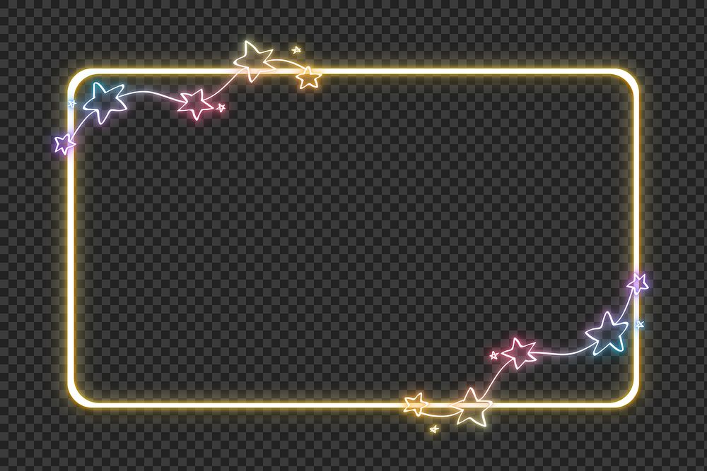 Neon png frame rainbow star | Premium PNG - rawpixel