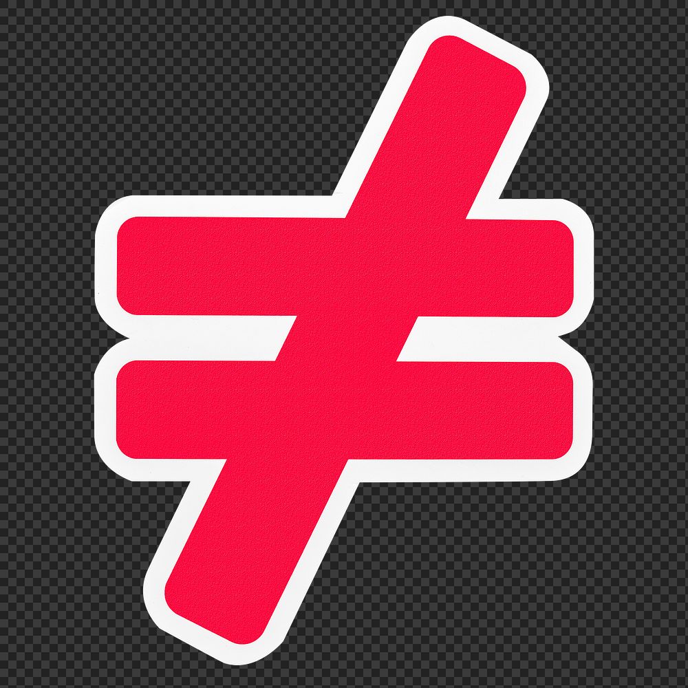 Not Equal Sign Paper Craft Premium PNG Sticker Rawpixel not-equal-sign-paper-craft-premium-png-sticker-rawpixel