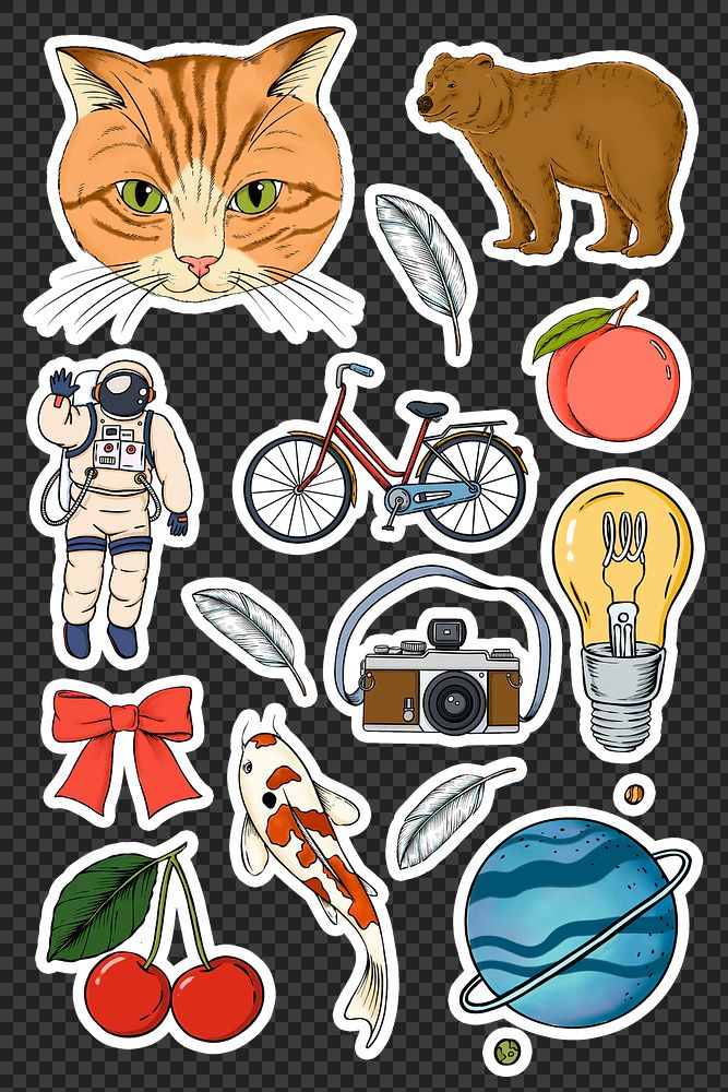 Colorful mix stickers set design | Premium PNG - rawpixel