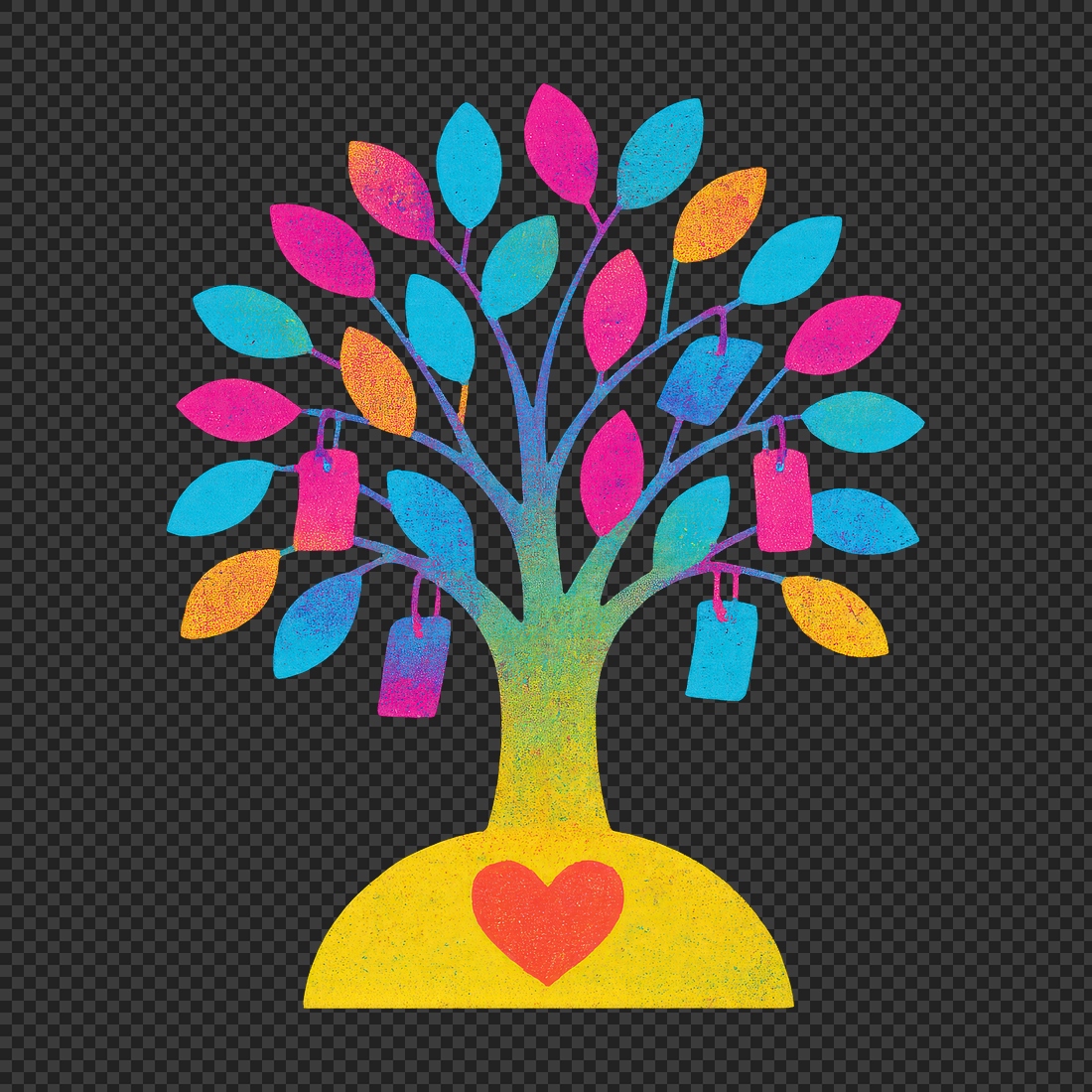 PNG Colorful tree heart base | Free PNG - rawpixel