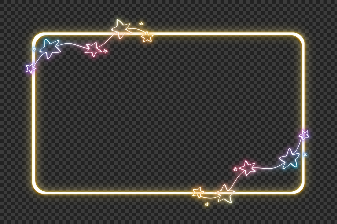 Neon png frame rainbow star | Premium PNG - rawpixel