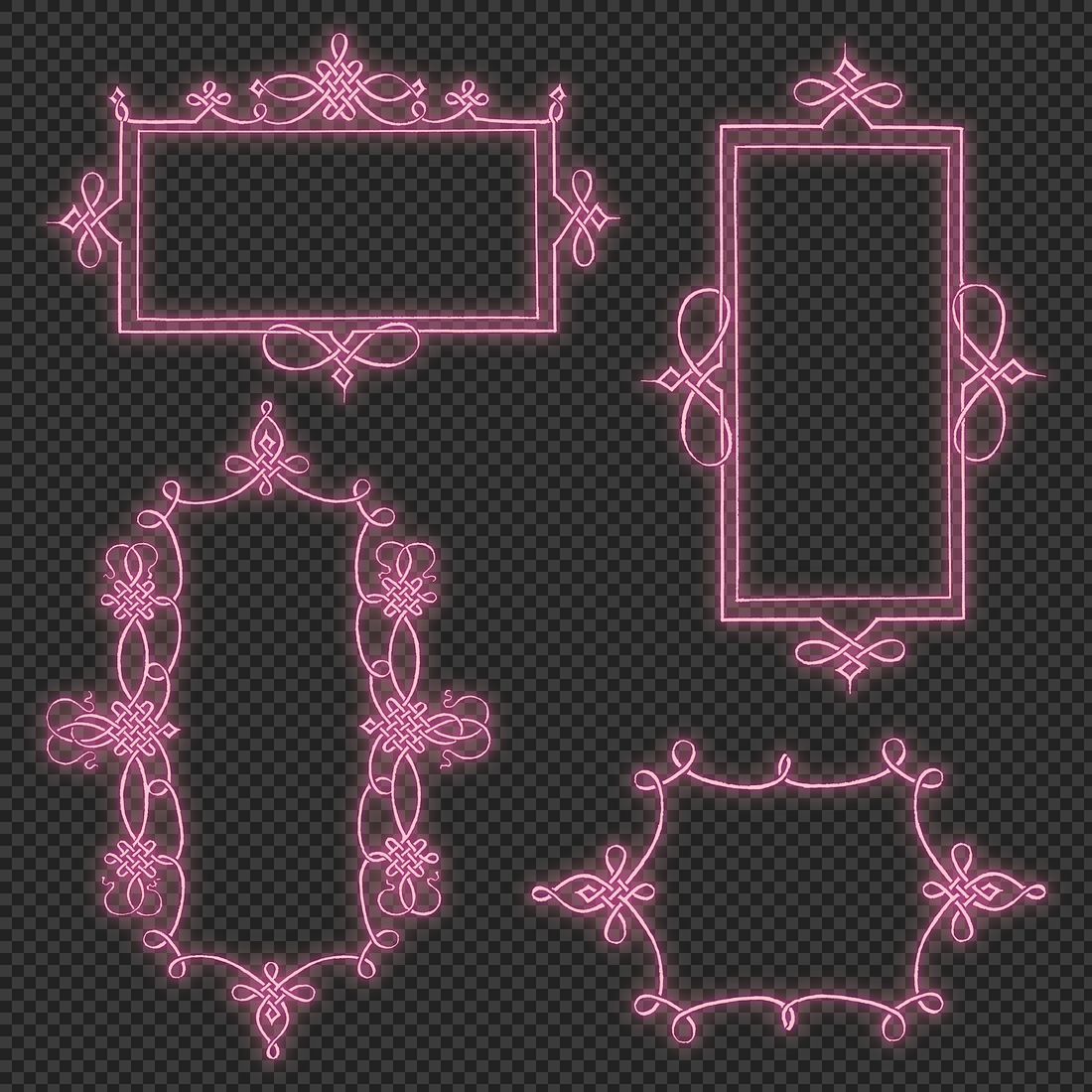Pink filigree frame set png, | Premium PNG - rawpixel