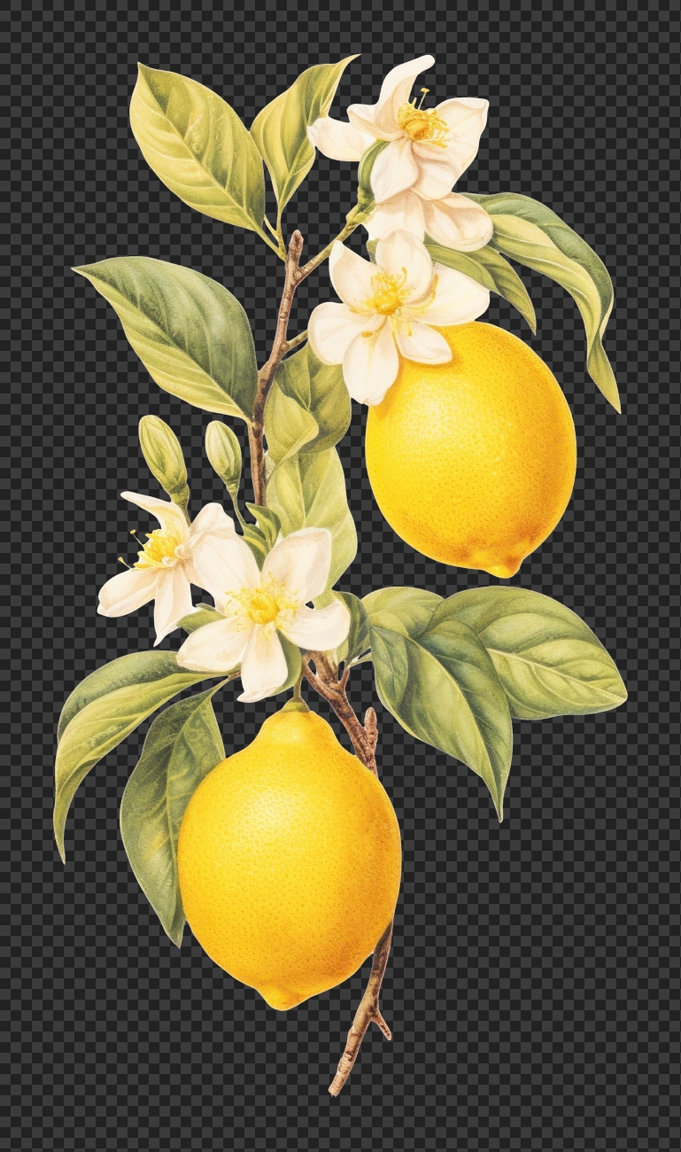 PNG Lemon branch flower lemon | Free PNG - rawpixel