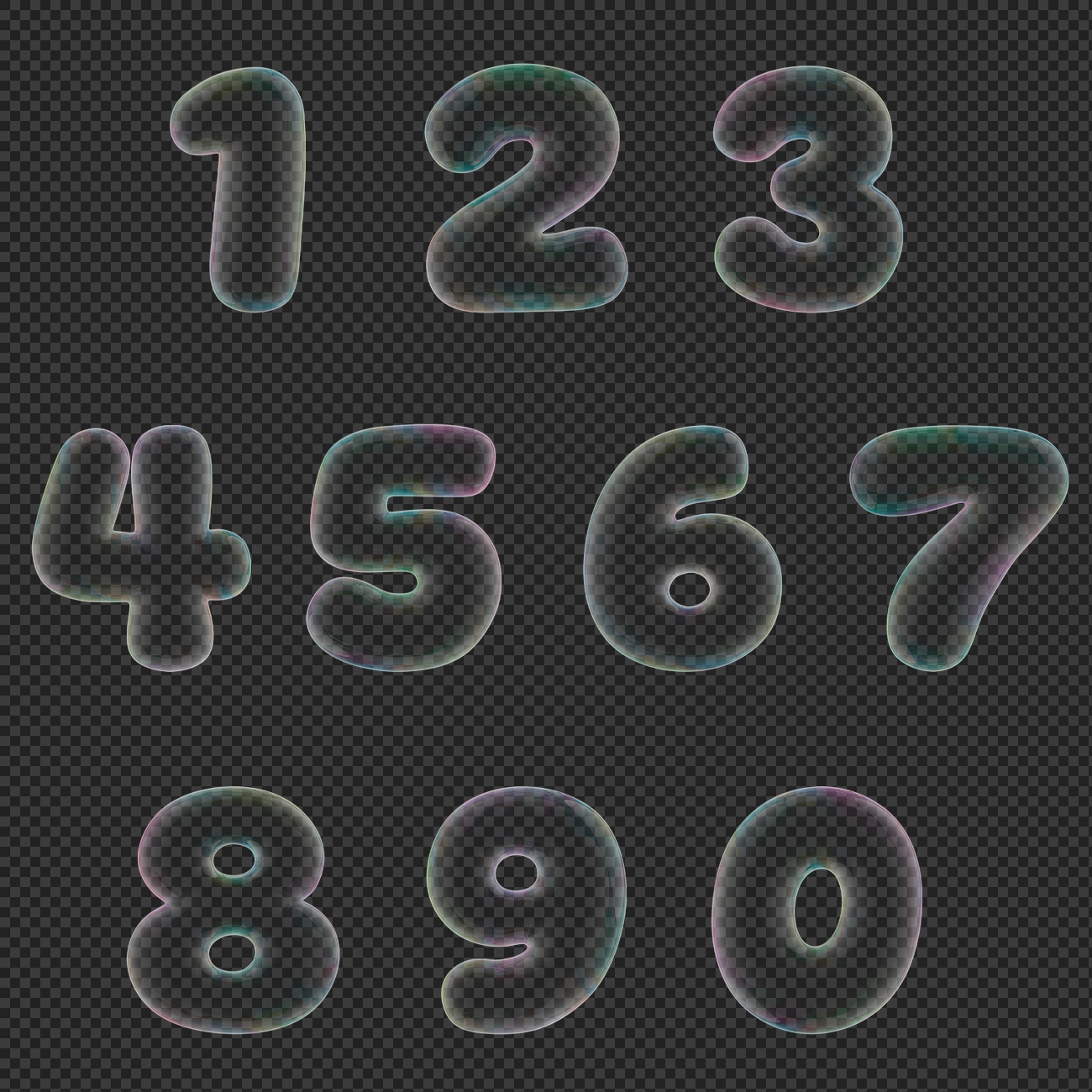 3D 0-9 numbers transparent holographic | Premium PNG - rawpixel