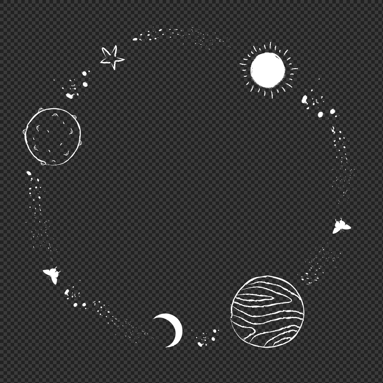 Galaxy doodle frame, cute solar | Free PNG Illustration - rawpixel