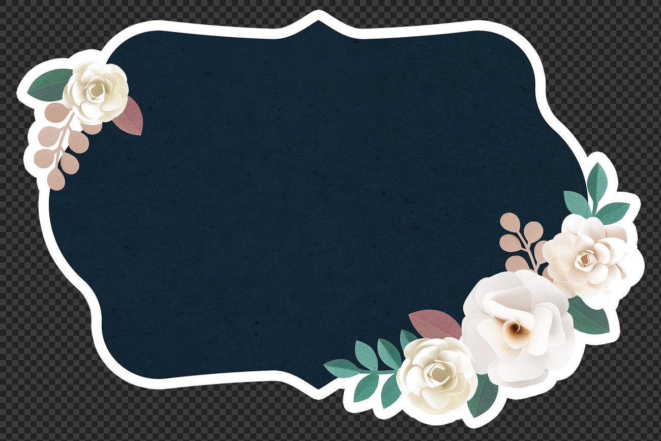 Floral frame sticker with a white | Premium PNG Sticker - rawpixel