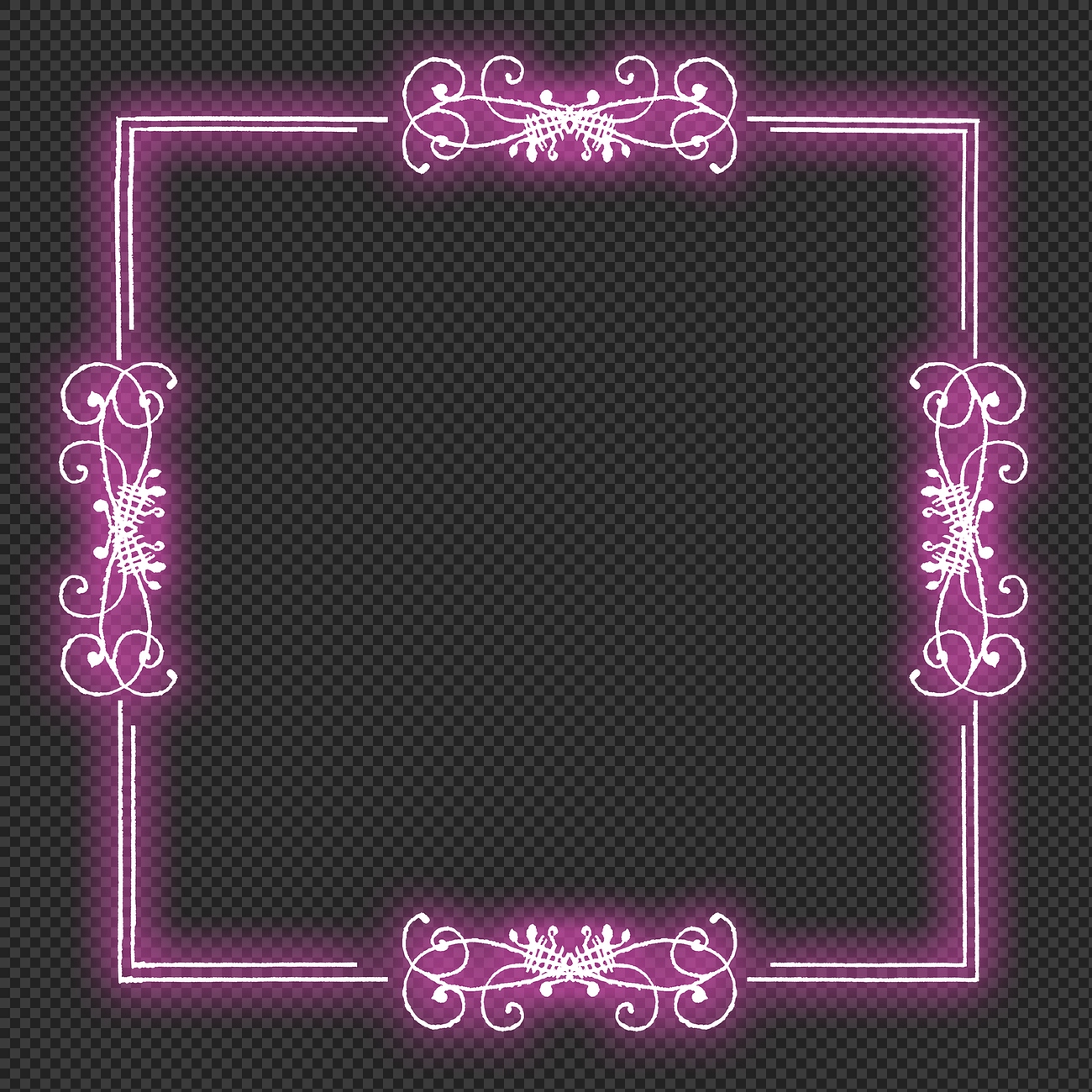 Neon purple filigree frame png | Premium PNG - rawpixel