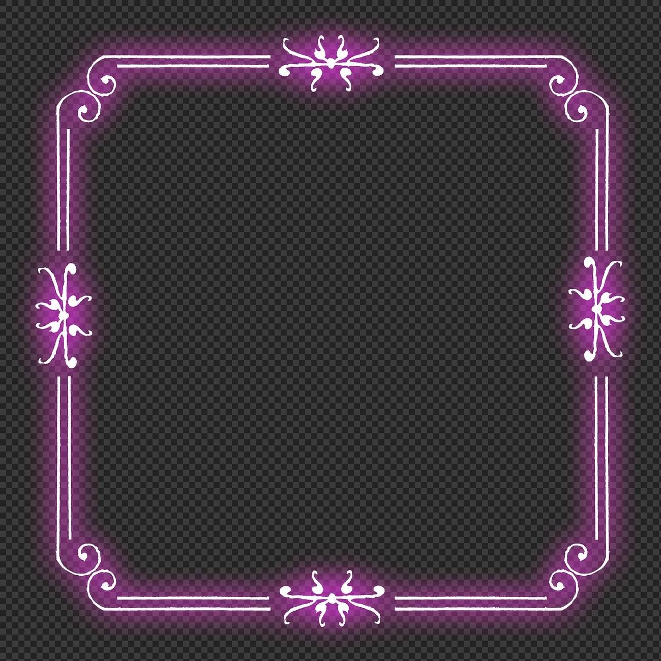 Neon purple filigree frame png | Premium PNG - rawpixel