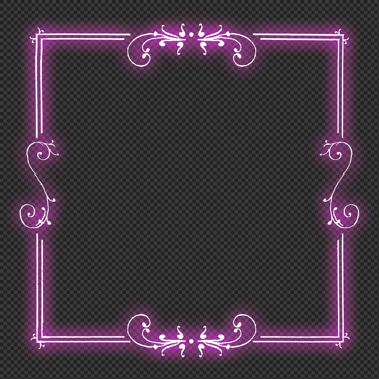 Neon purple filigree frame png | Premium PNG - rawpixel