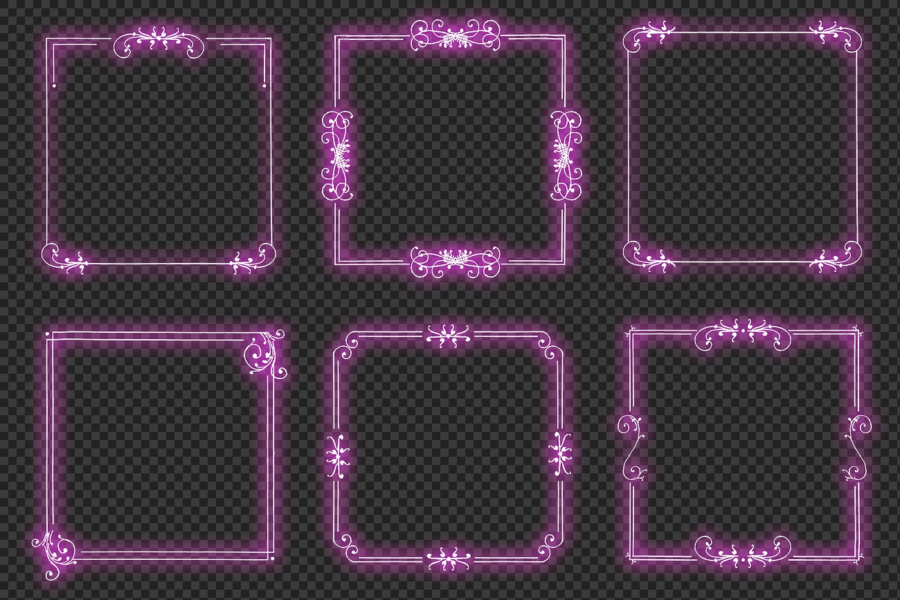 Neon purple pink filigree frame | Premium PNG - rawpixel