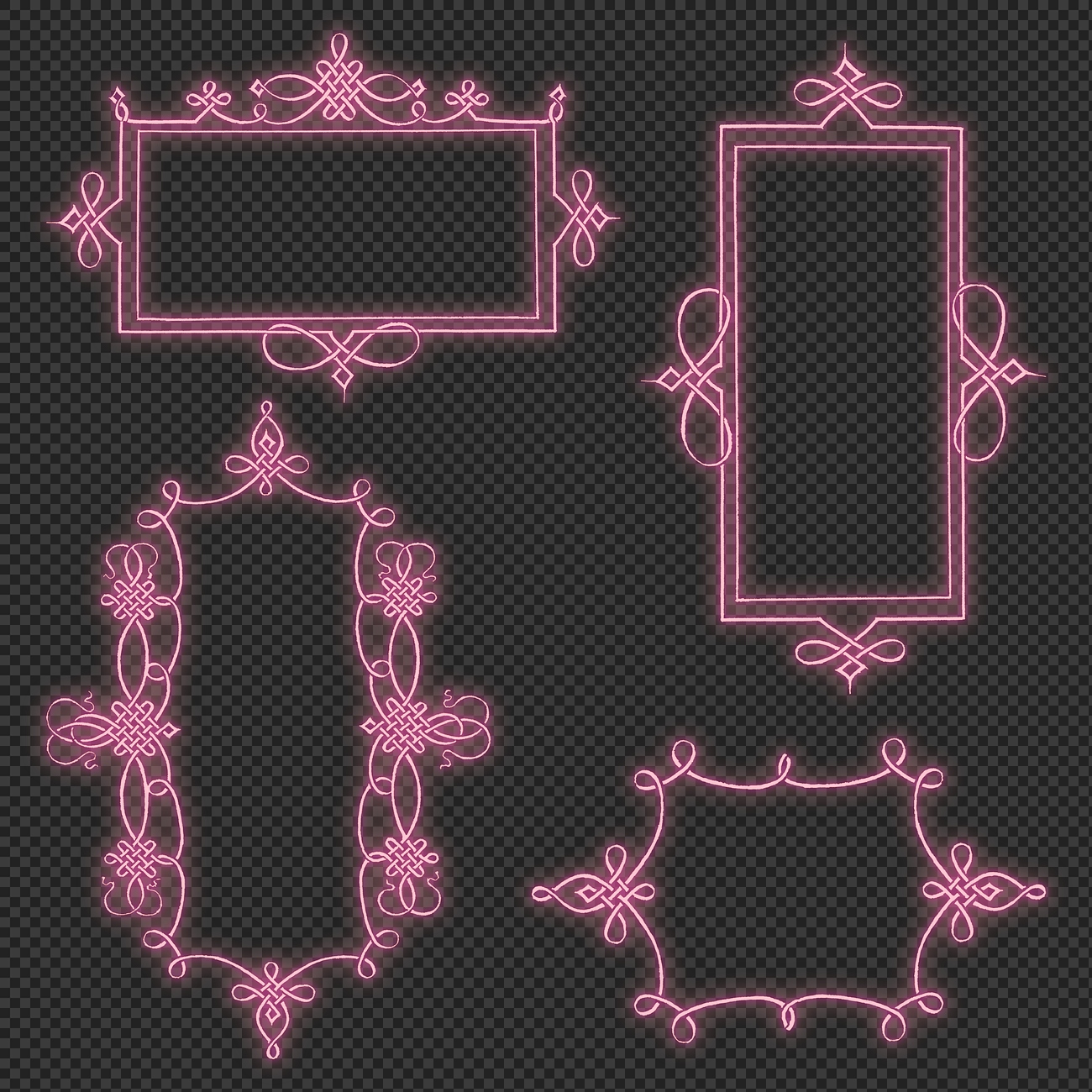 Pink filigree frame set png, | Free PNG Sticker - rawpixel