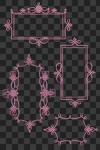 Pink filigree frame set png | Premium PNG - rawpixel