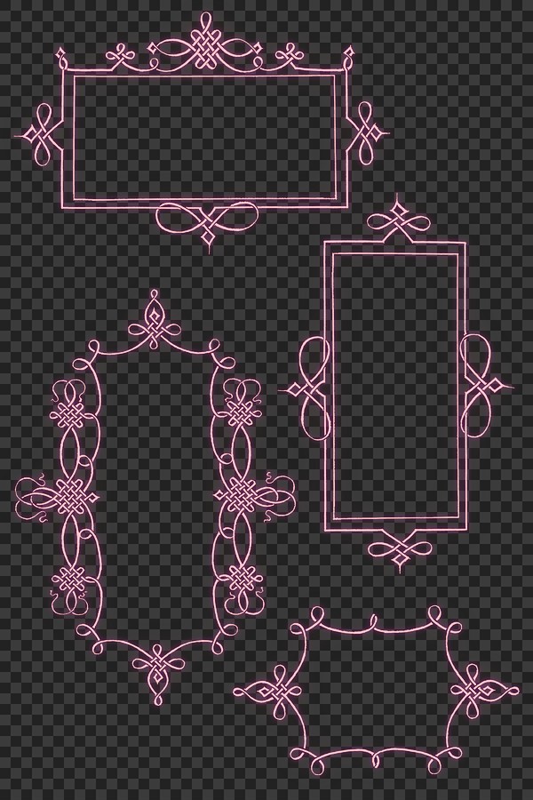 Pink filigree frame set png | Premium PNG - rawpixel