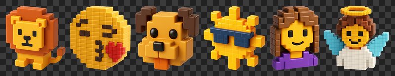 PNG Pixelated playful 3D objects | Premium PNG - rawpixel