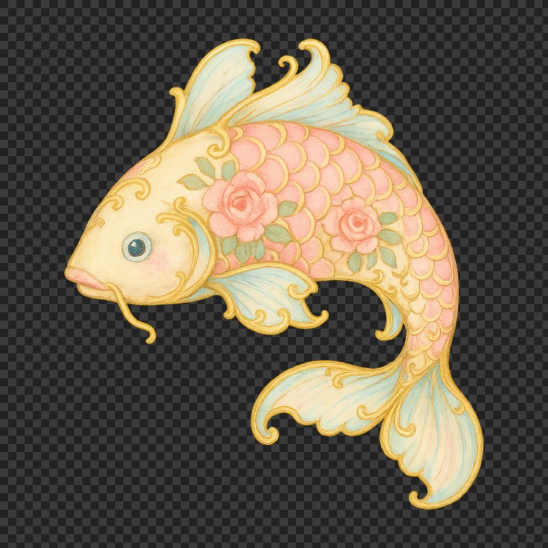 PNG Elegant floral fish illustration | Free PNG - rawpixel
