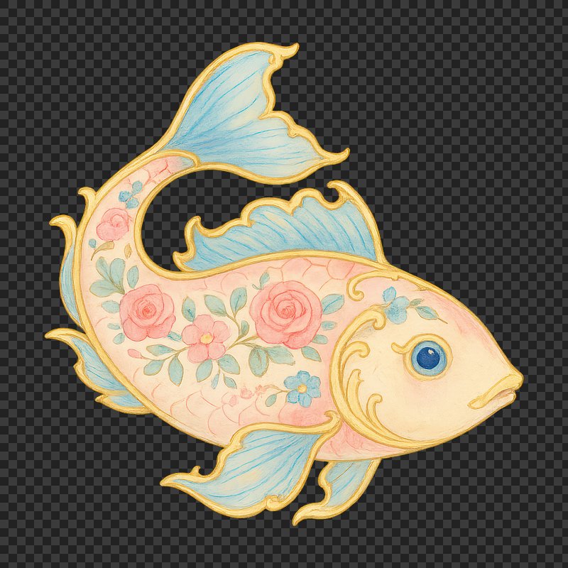 PNG Elegant floral fish illustration | Free PNG - rawpixel