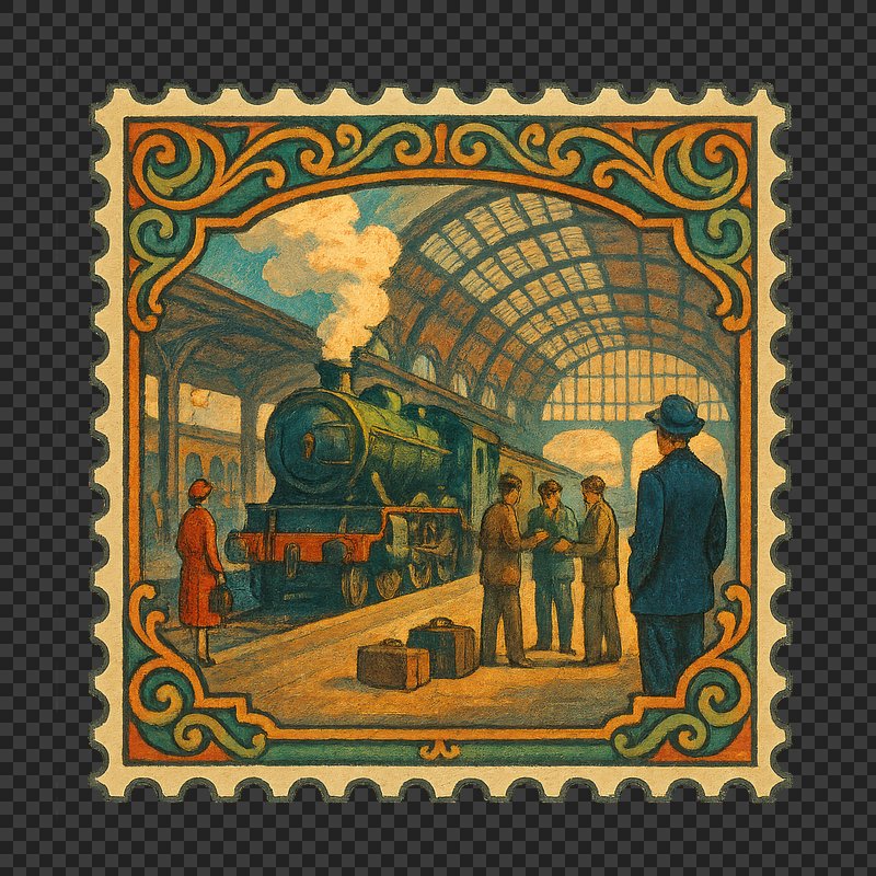 Vintage train station tapestry art | Free Photo Illustration - rawpixel