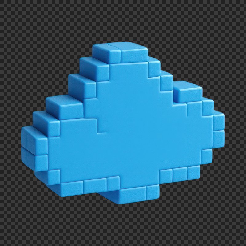 Blue pixelated 3D cloud shape | Free Photo Illustration - rawpixel