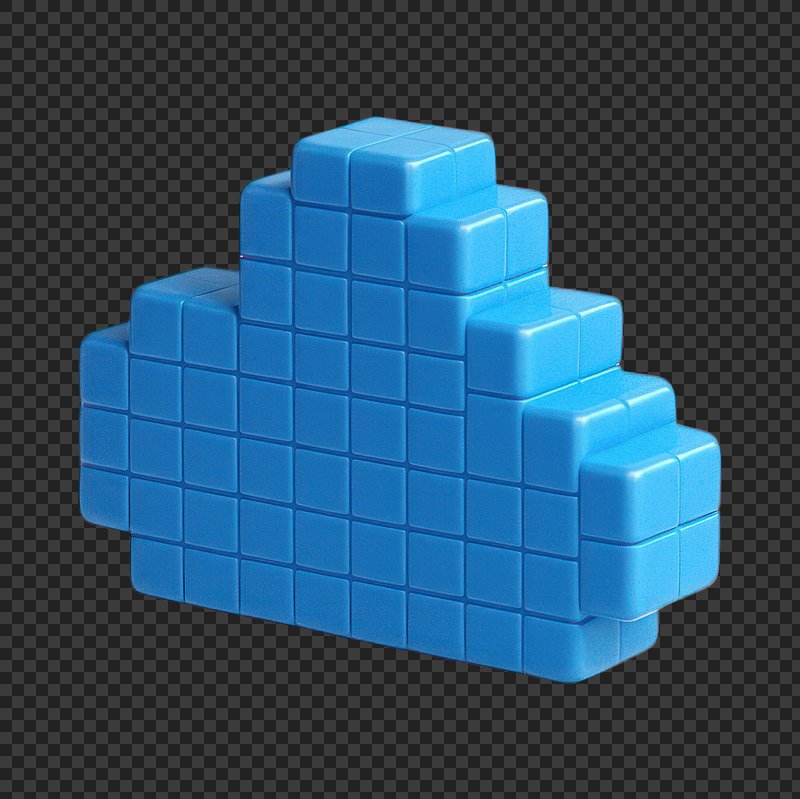 Blue pixelated 3D cloud shape | Free Photo Illustration - rawpixel