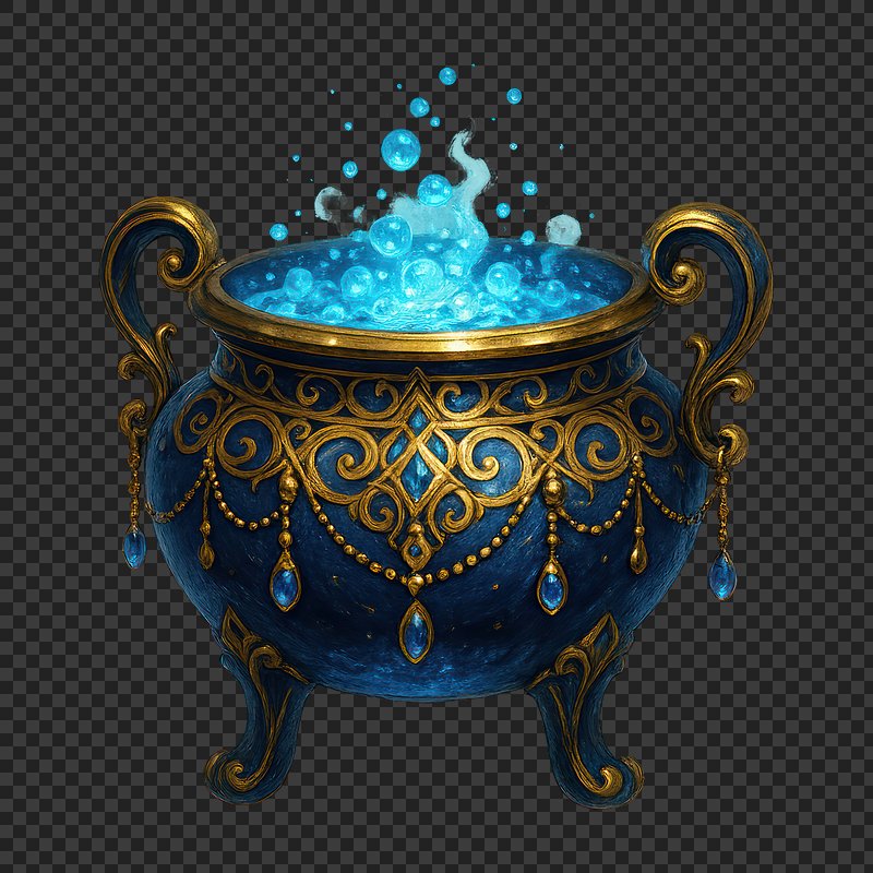 Magical bubbling ornate cauldron illustration | Free Photo Illustration ...