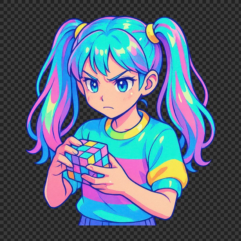 Colorful anime girl illustration | Free Photo Illustration - rawpixel