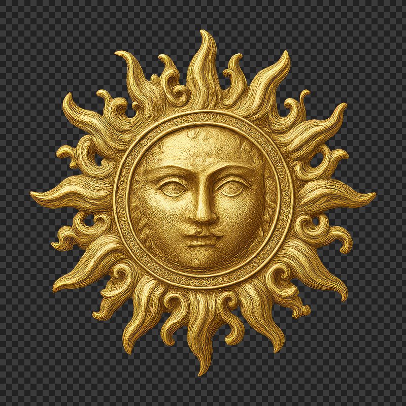 PNG Golden sun face sculpture | Free PNG - rawpixel