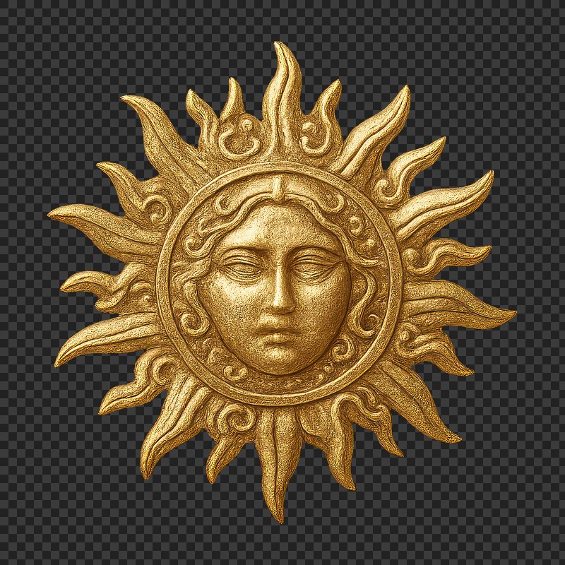 PNG Golden sun face sculpture | Free PNG - rawpixel