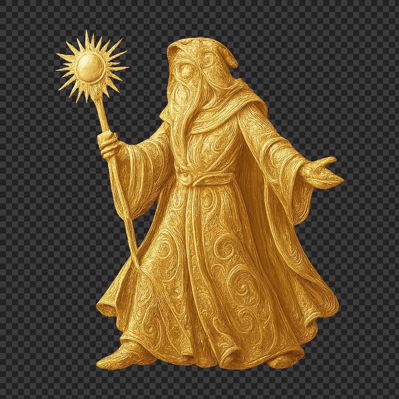 PNG Golden wizard sculpture art | Free PNG - rawpixel