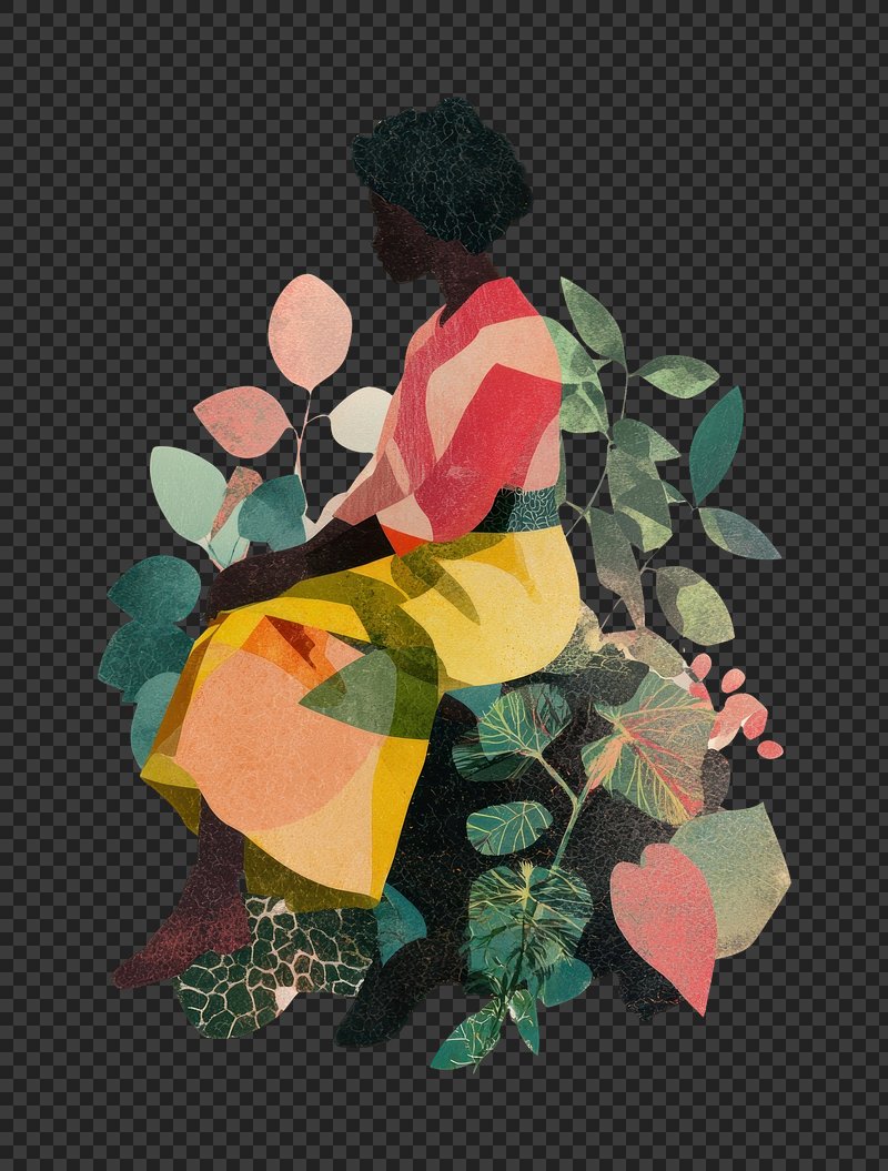 Woman And Botanical Illustration Background Leaves Images | Free Photos ...