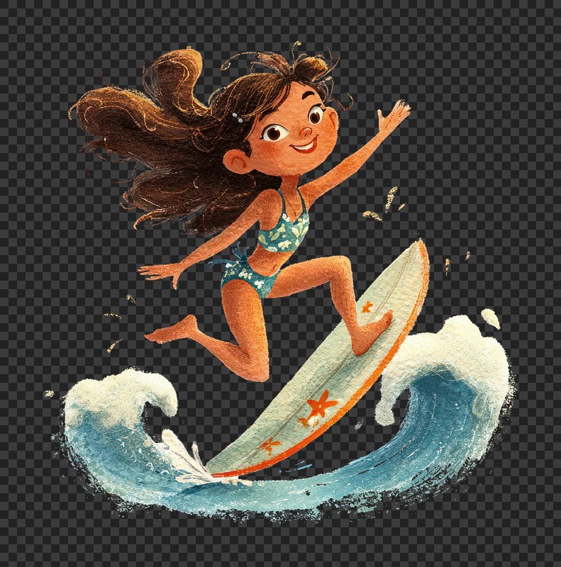 Girl Waves Texture Cartoon PNG Images | Free Photos, PNG Stickers ...