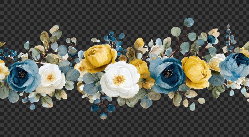 Blue Flower Watercolor Border Design PNG Images | Free Photos, PNG Stickers, Wallpapers ...