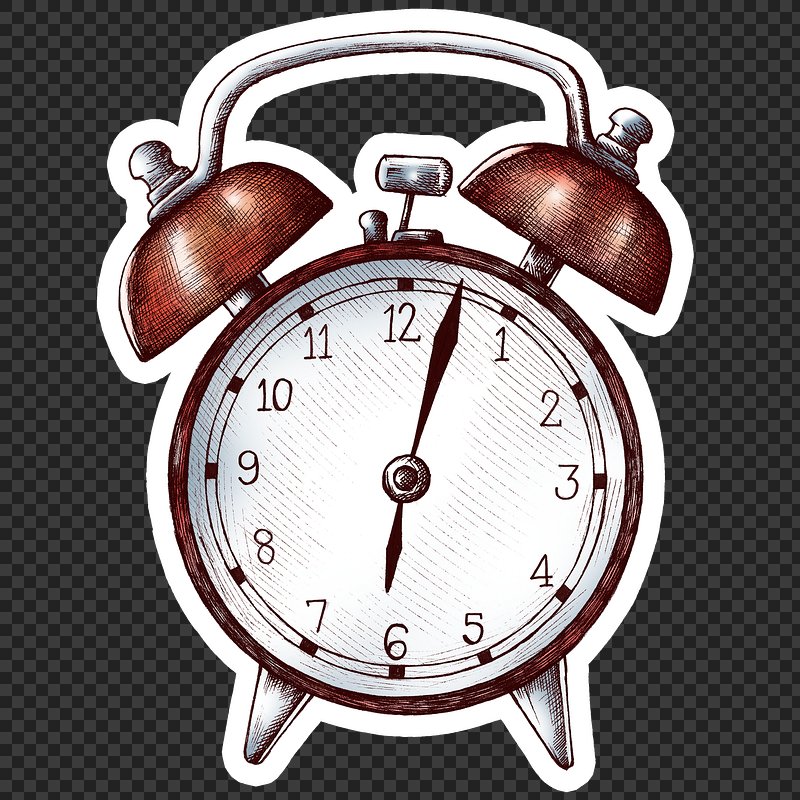 Red clock drawing sticker png | Free PNG Sticker - rawpixel