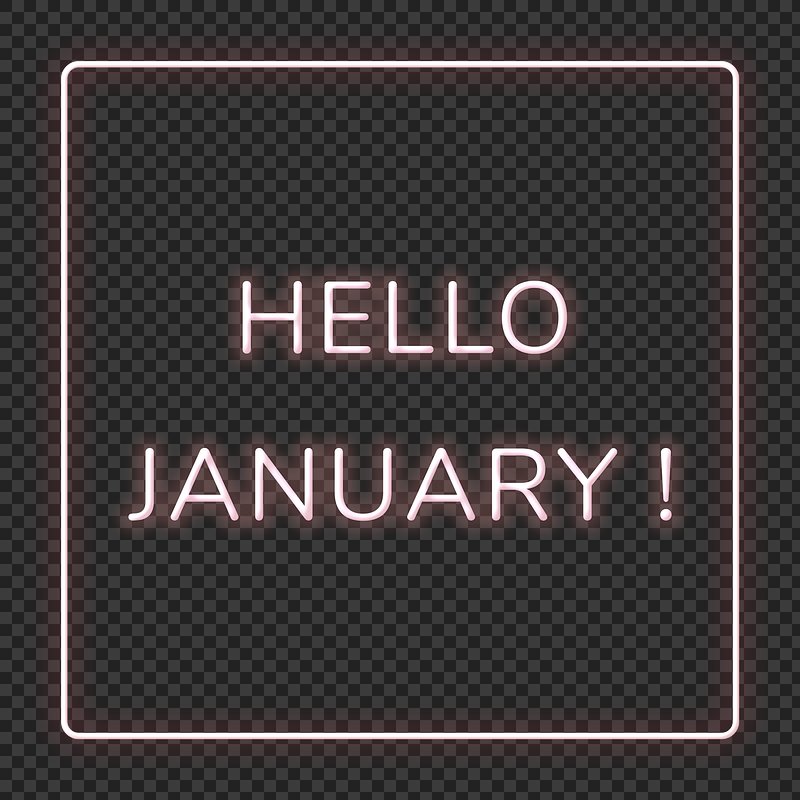 Neon frame Hello January! png | Free PNG - rawpixel