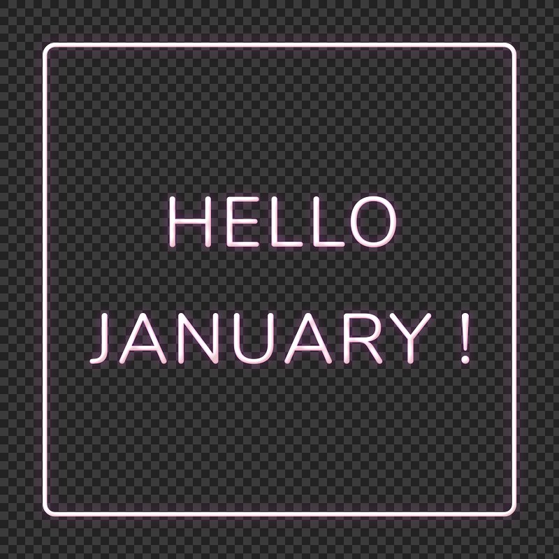 Neon frame Hello January! png | Free PNG - rawpixel