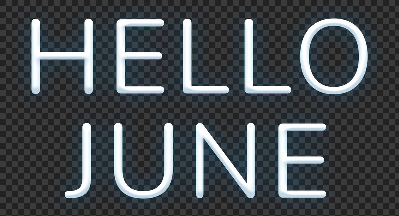 Hello June png neon typography | Free PNG - rawpixel