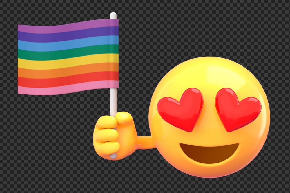 Emoticon holding LGBT flag mockup, | Premium - rawpixel