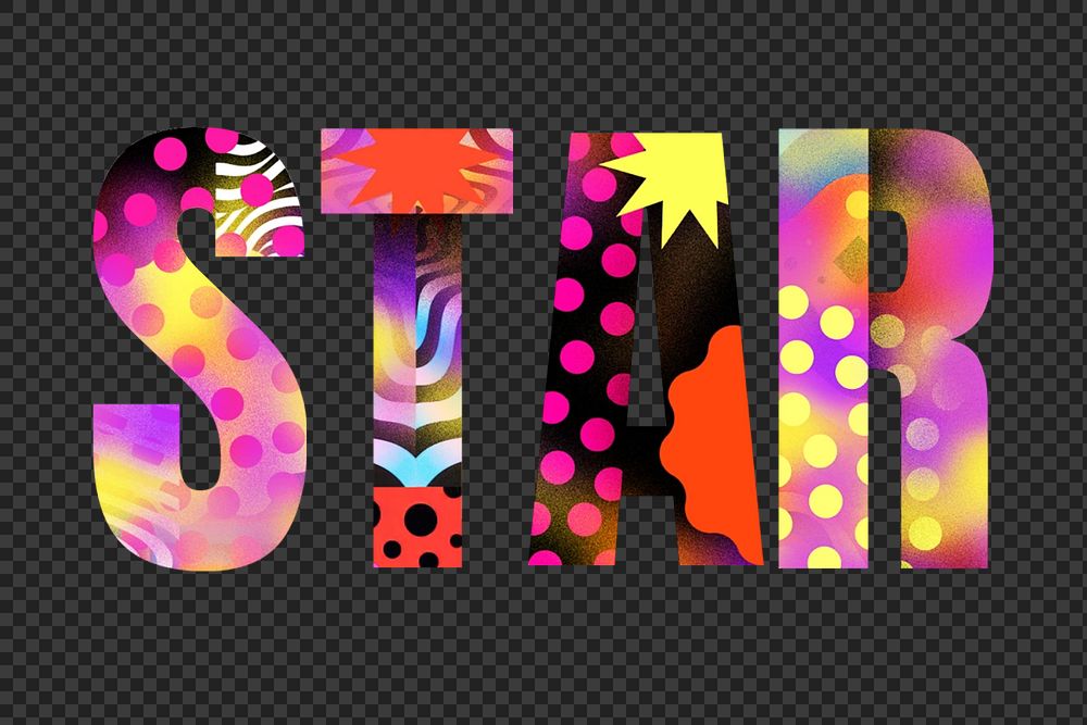 Star word element, editable psychedelic | Premium - rawpixel