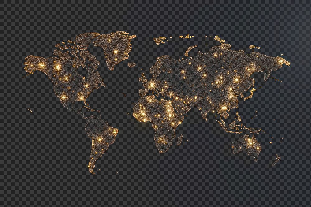 PNG World map light night | Free PNG - rawpixel