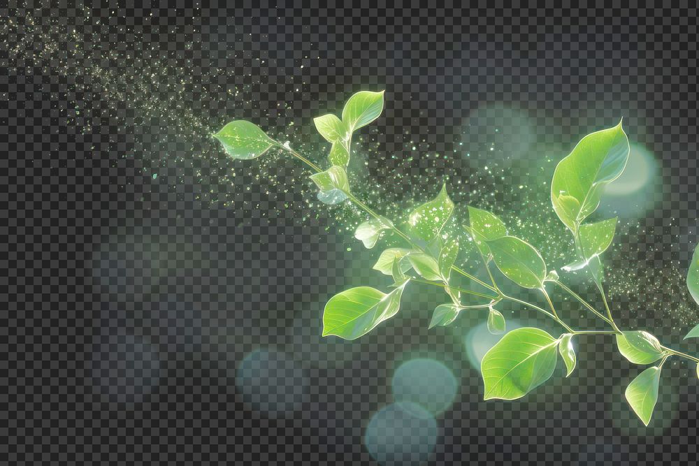PNG Green leaves sparkle light | Free PNG - rawpixel