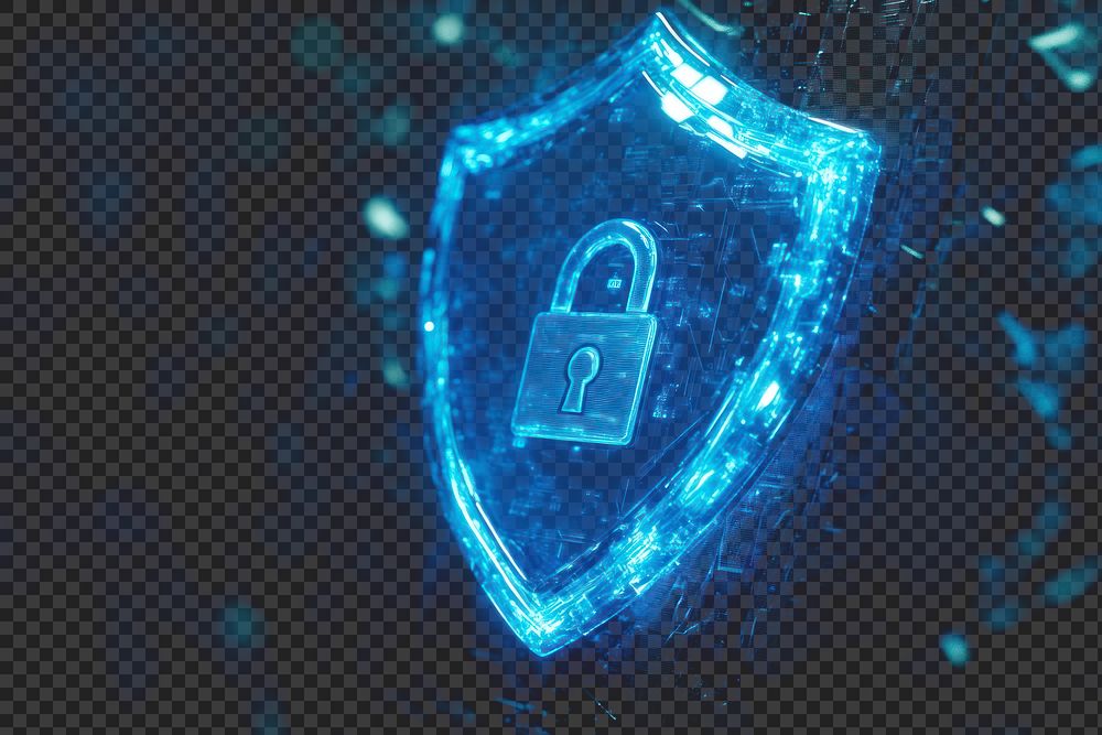 PNG Glowing blue shield security | Premium PNG - rawpixel
