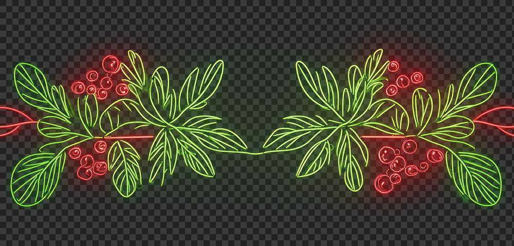 PNG Neon holiday berries leaves. | Free PNG - rawpixel