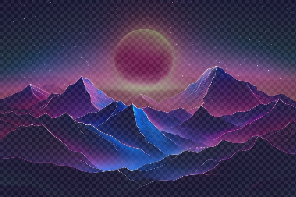 PNG Vibrant neon mountain landscape | Free PNG - rawpixel