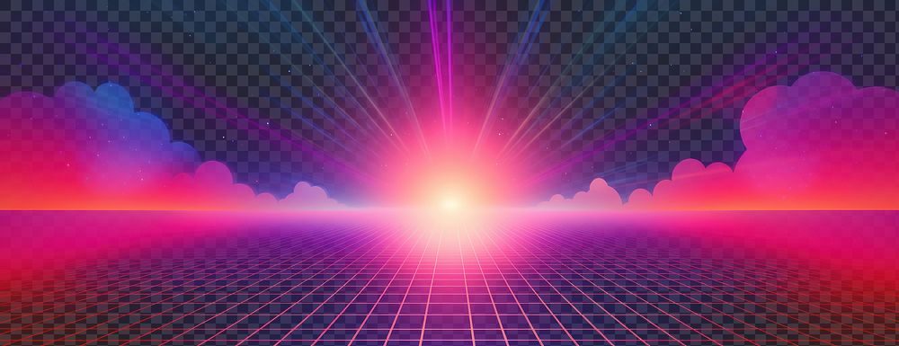 PNG Retro neon grid sky. | Free PNG - rawpixel