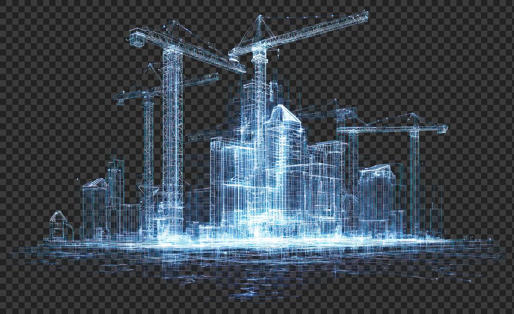 PNG Glowing wireframe buildings or | Free PNG - rawpixel