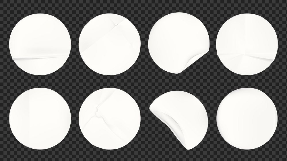 Set eight white round stickers | Free PNG - rawpixel