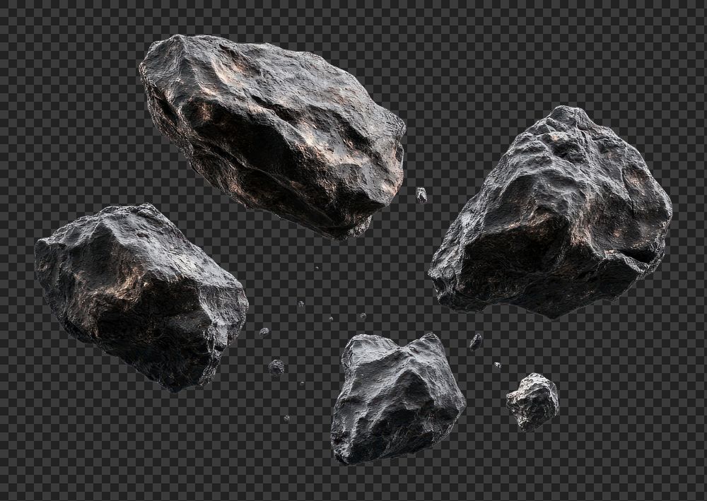 PNG Flying asteroids rocks anthracite | Free PNG - rawpixel