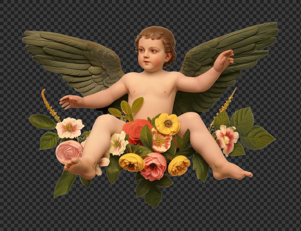 PNG Gothic cupid flowers floral | Free PNG - rawpixel