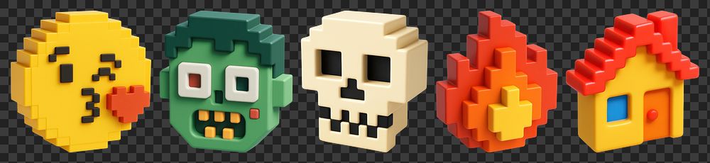 PNG Colorful pixelated emoji icons | Free PNG - rawpixel